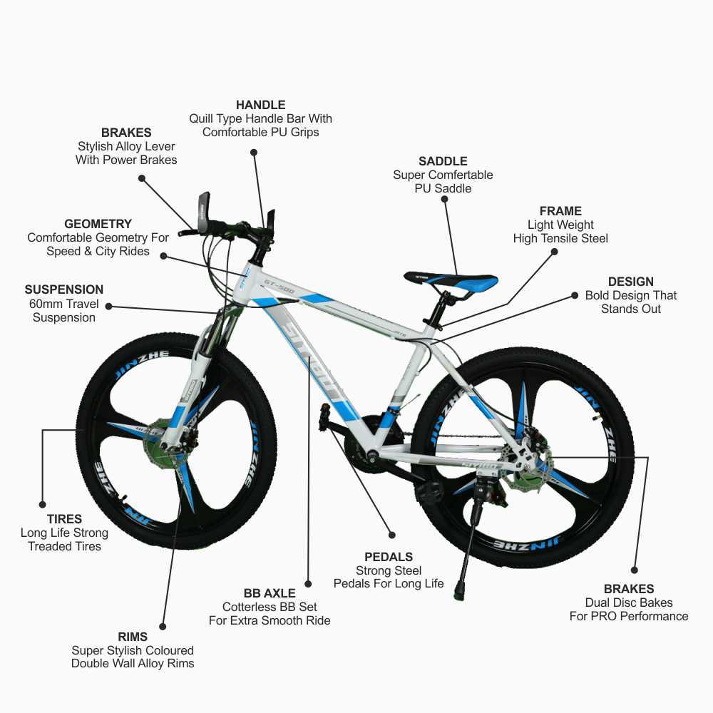 Mtb Cycle Gt524a Shimano Gears 21 Speed Dual Disc Brakes For Adults